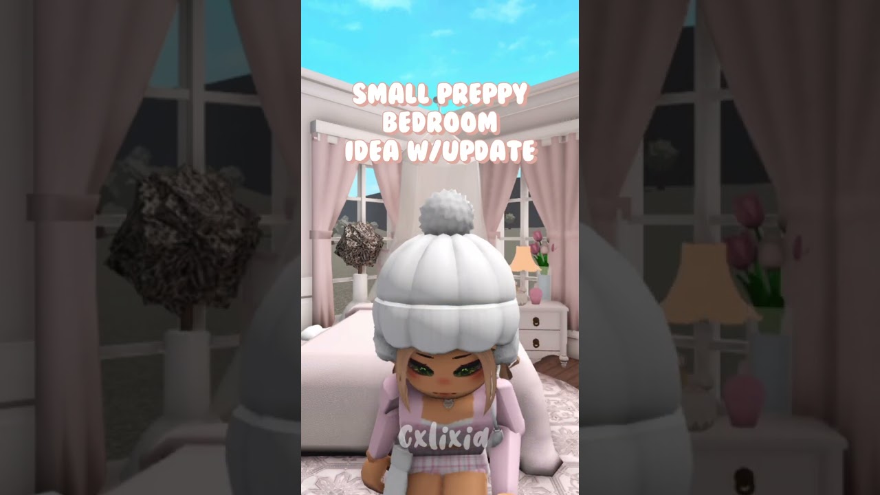 small preppy bedroom idea w/ new update items! #shorts #bloxburg #bloxburgupdate #bloxburgbuild