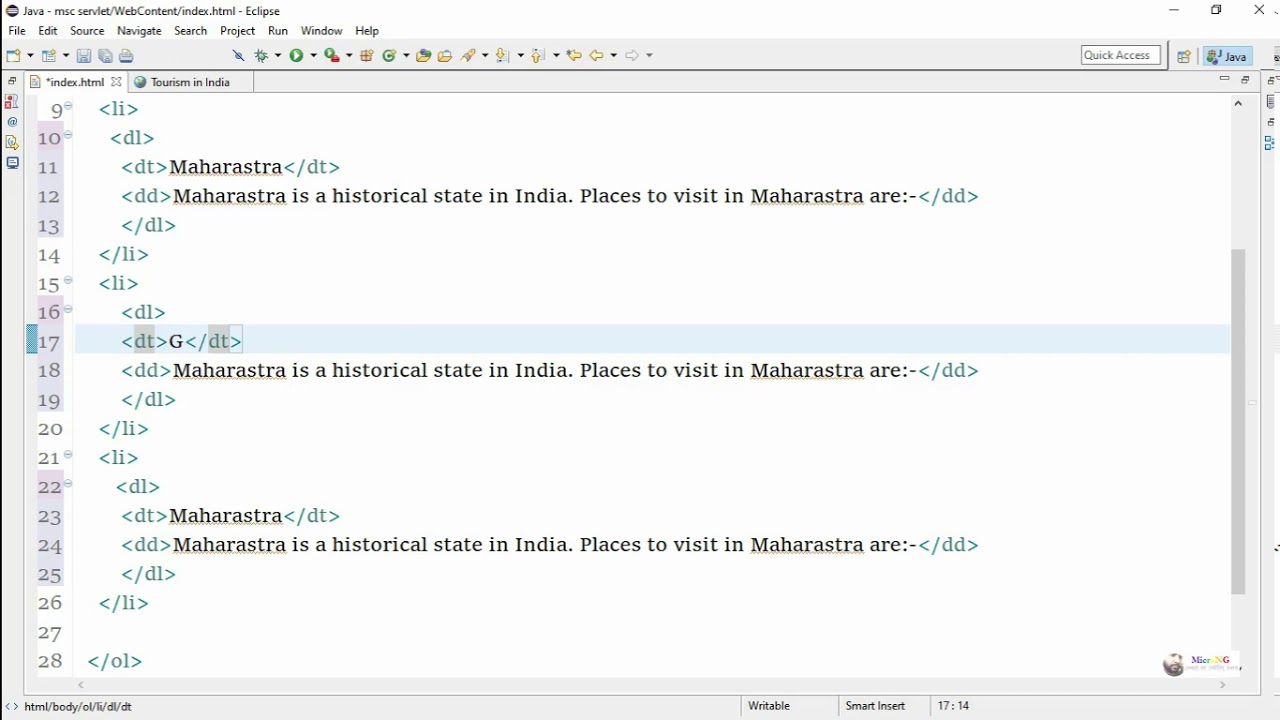 html tutorial for beginners - html nested list