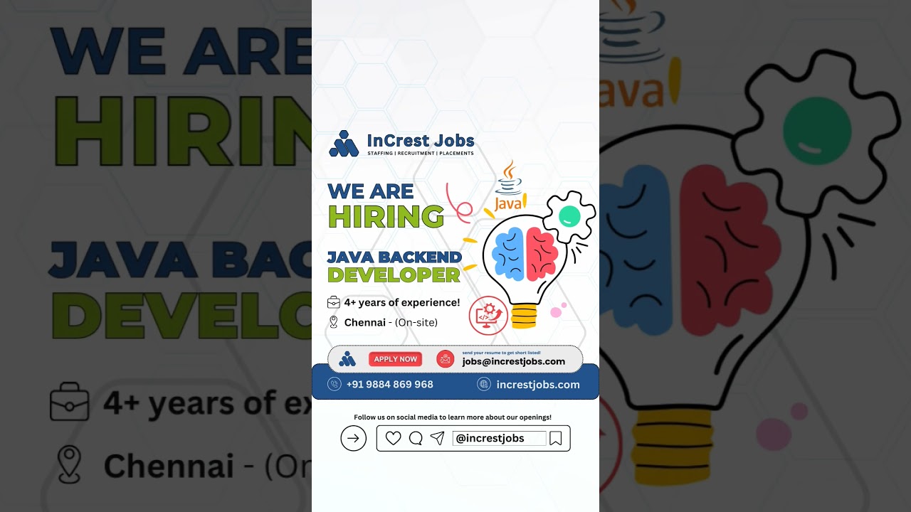 We are hiring a Java Backend Developer to drive innovation and shape robust solutions.