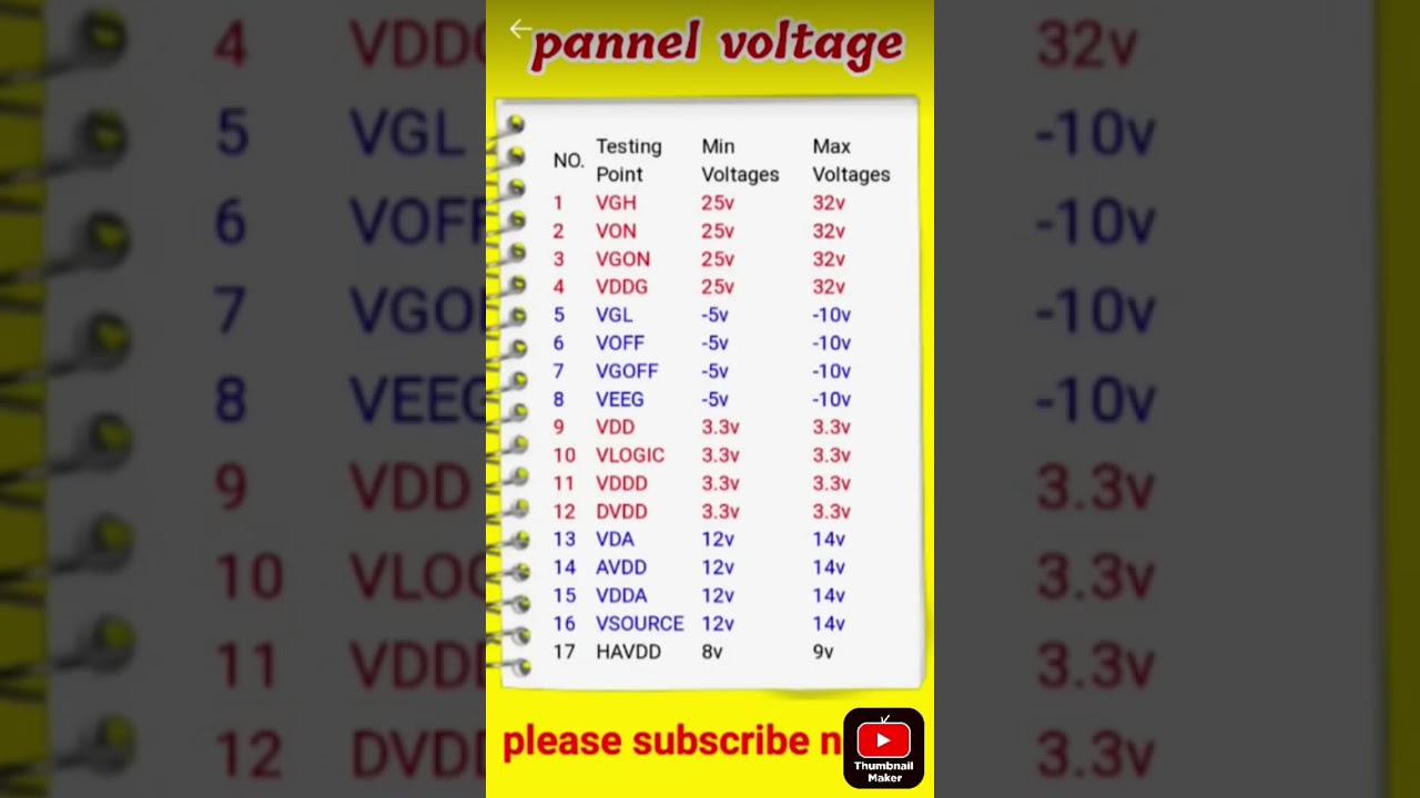 Led tv panel voltage details |