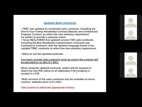 PID (Public Improvement District) Forms & New Contract Changes Effective Sept 1, 2021