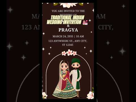 Download Wedding invitation card the bride and groom cute couple in traditional indian dress cartoon