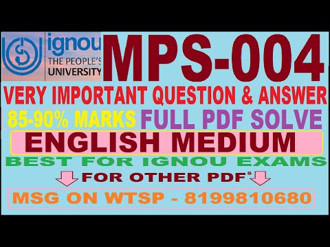 MPS 4 IMPORTANT QUESTIONS ANSWERS IN ENGLISH | MPS 004 Syllabus | MPS 4 EXAM NOTES IN ENGLISH