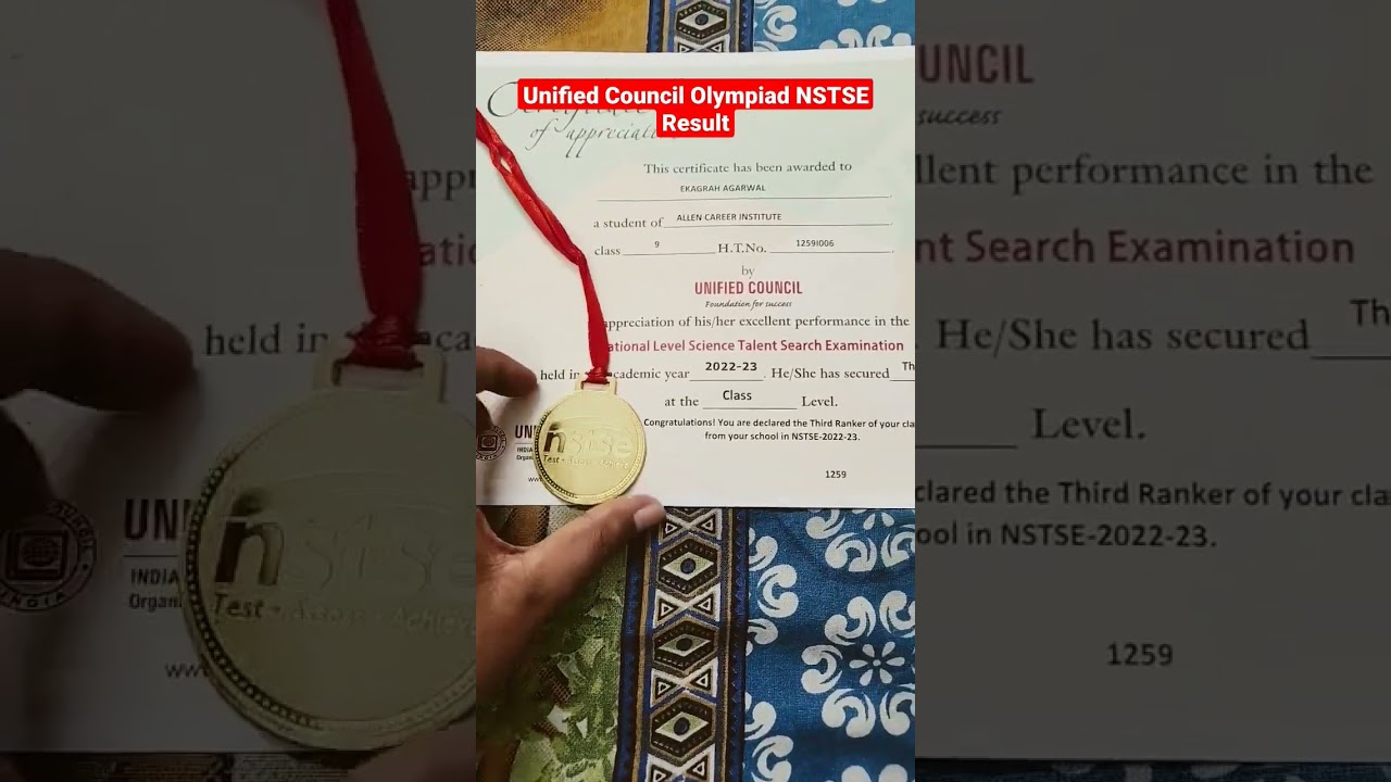 NSTSE Result & Medal | Unified Council Olympiad Exam | #shortsfeed #shorts #viralshort #olympiad