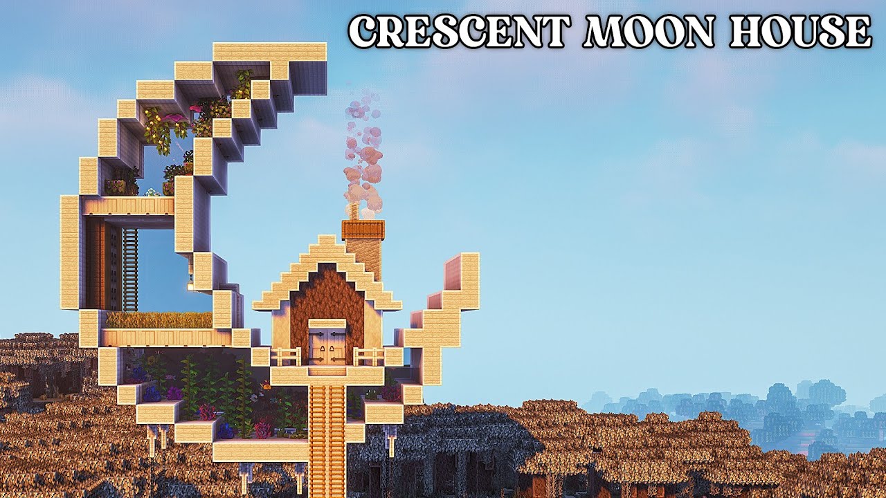How To Build A Pale Oak Crescent Moon Survival House In Minecraft 1.21 || Minecraft Tutorial ...