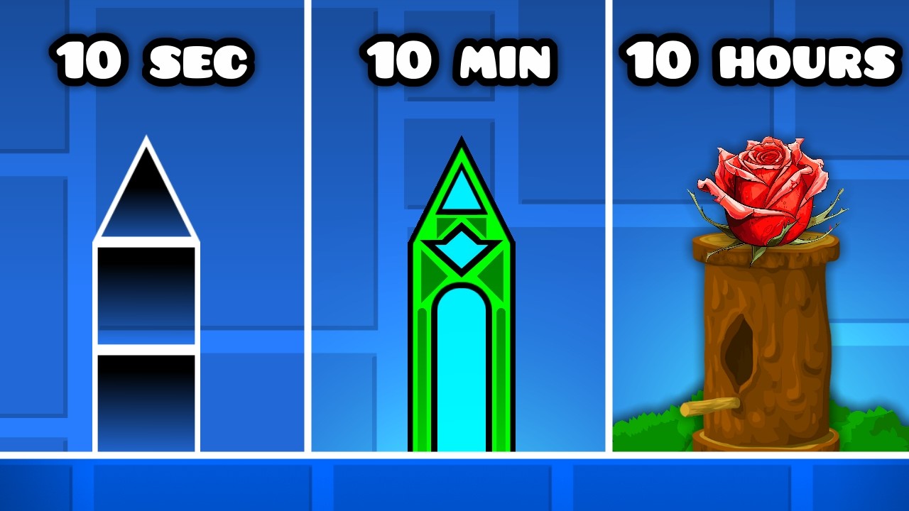 10 Second vs 10 Minute vs 10 Hour Level In Geometry Dash!
