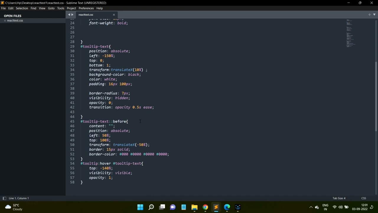 Create a simple tooltip component React test 1