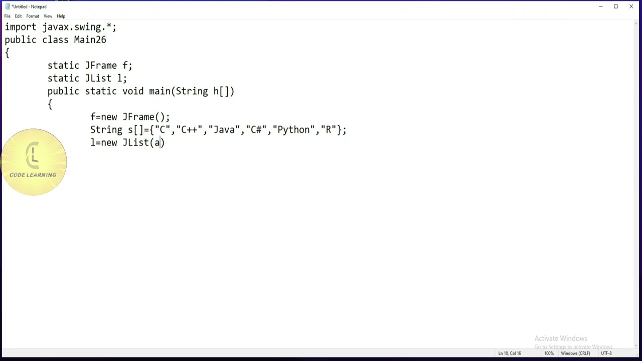 Java | Swing class 'JList' | CodeLearning