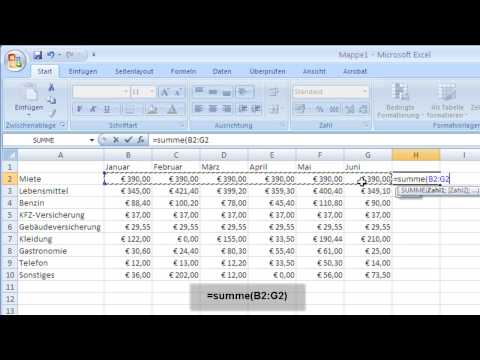 Excel 2007 Funktionen: Summe