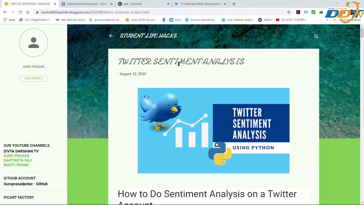 Twitter Tweet's Analyzer Using Streamlit Web App- Projects