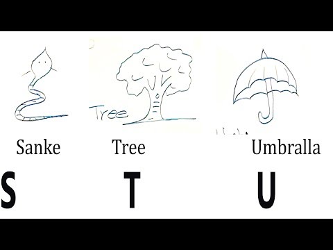 STU Very Easy | how to draw alphabets with pictures | Learn drawing (Part 7 )
