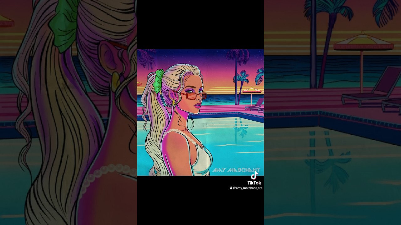 Beach Babe • Digital Drawing Process #drawing #art #procreate