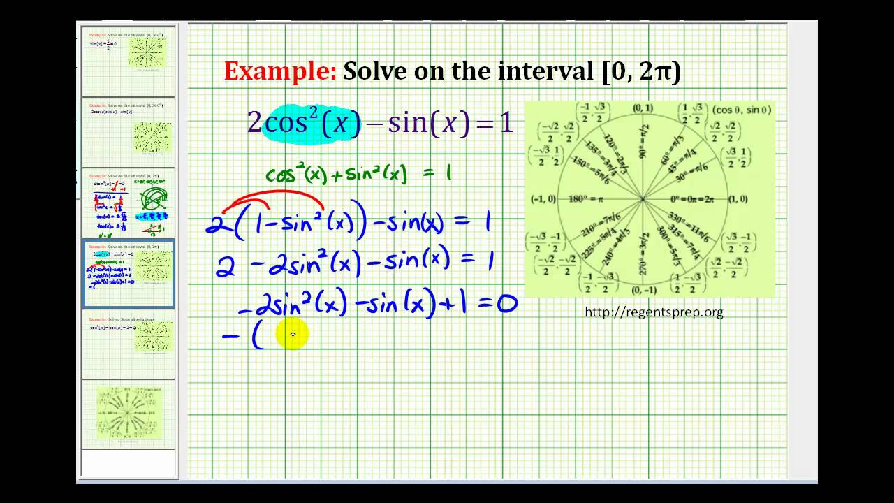 Example 4:  Solving a Trigonometric Equation Using a Trig Substitution and Factoring