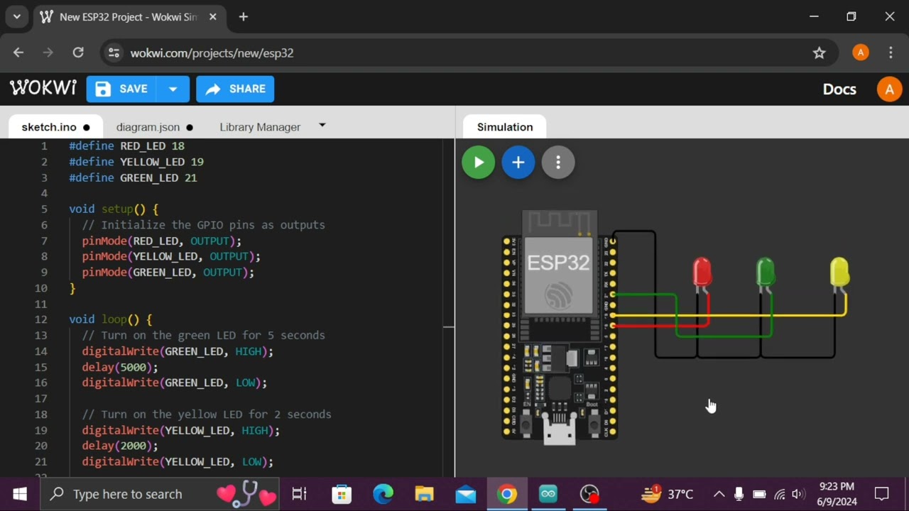 Esp32 Traffic light 🚦 Project | Arduino project | Esp32 project | Wokwi simulator | Arduino Titan