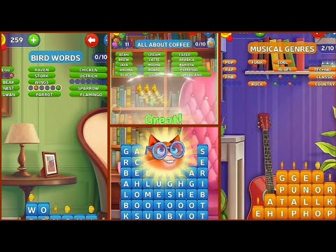 Kitty Scramble: Word Stacks (Rome - Venice) Level 76 to 80 Full HD|| By Clever App Pte. Ltd