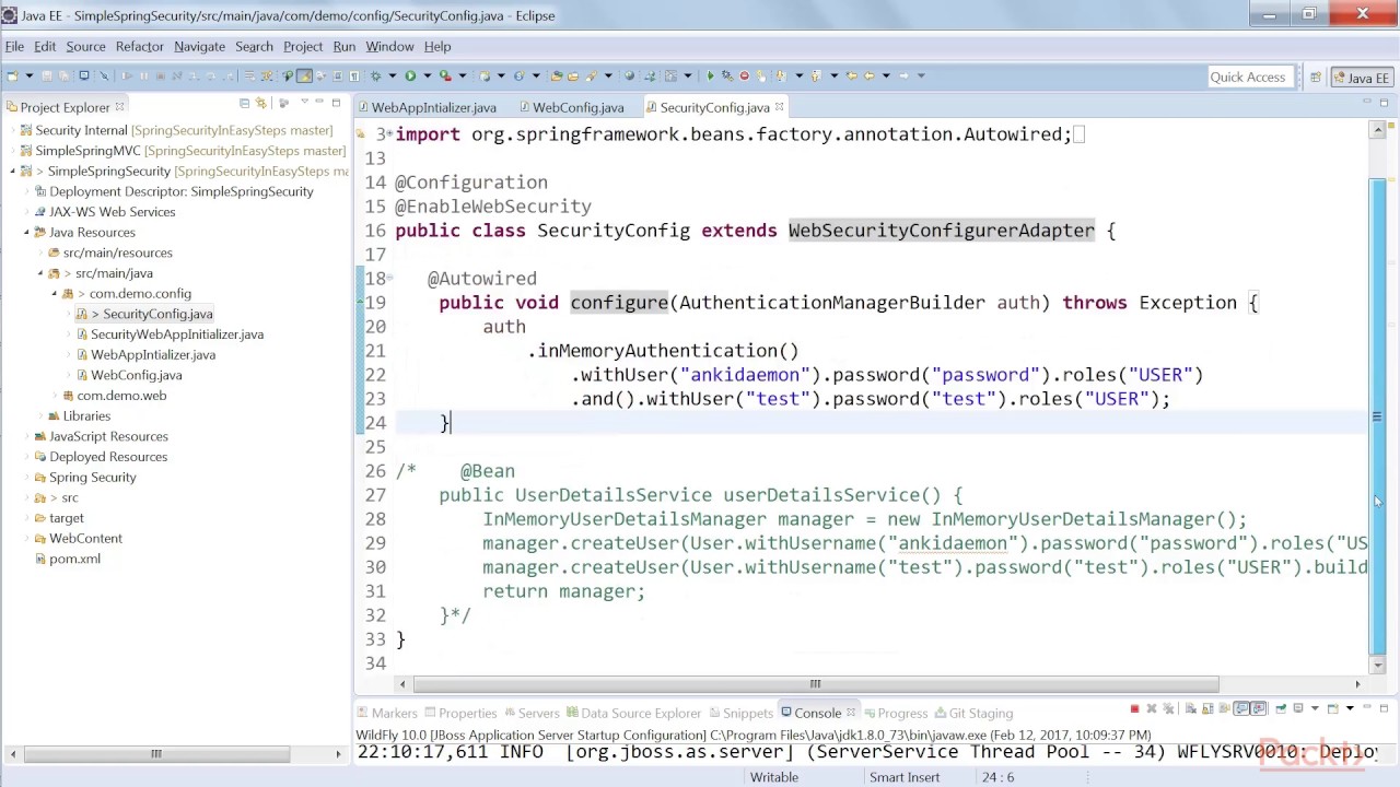 Secure Your Spring-Based Applications: Web Security Java Configuration | packtpub.com