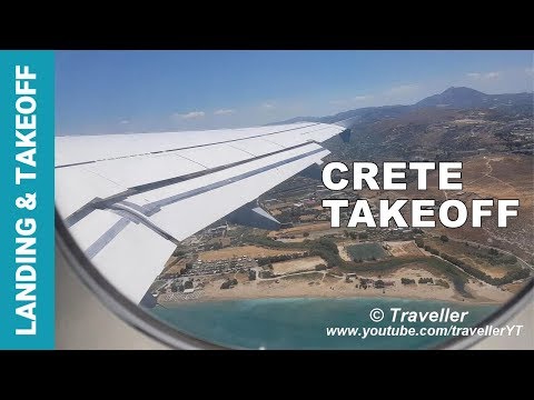 Inflight Lufthansa Airbus A320 Takeoff from Crete Airport in Greece