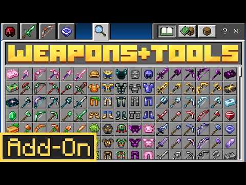 WEAPONS + TOOLS ADDON Adds 15 NEW Ores to Minecraft Bedrock Survival with 100+ Tools!