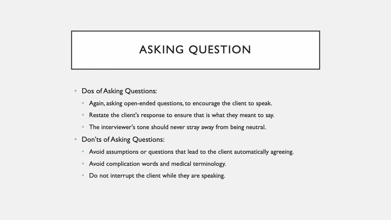 Interviewing Presentation Assignment