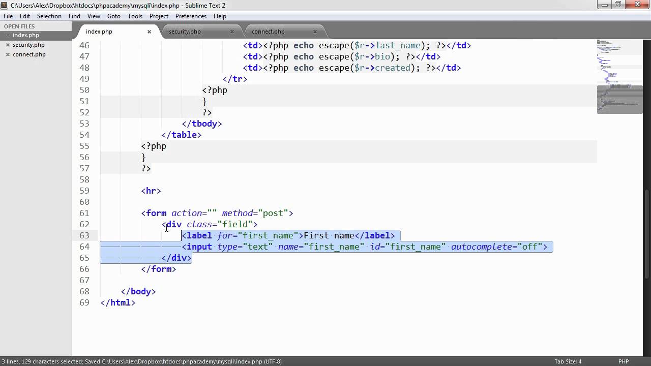 PHP and MySQL with MySQLi: Example Application (Part 8/9)