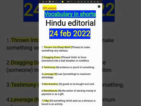 24 Feb 2022 daily vocabulary in Telugu from Hindu editorial for all competitive exams by SPR