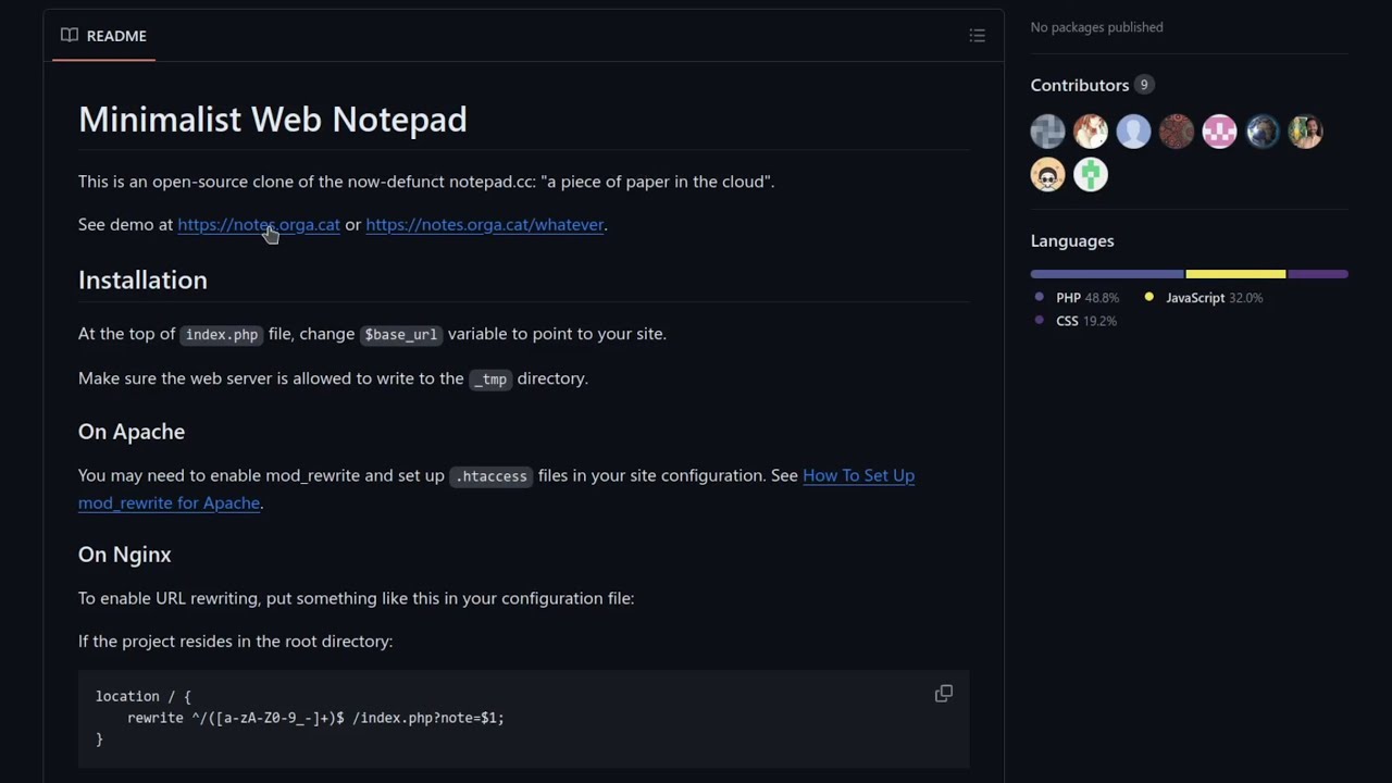 Minimalist Web Notepad - Selfhosted Notepad
