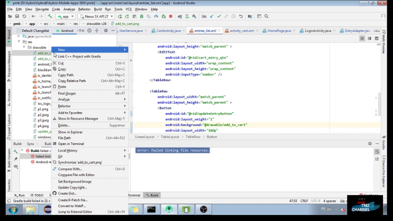 error: failed linking file resources.