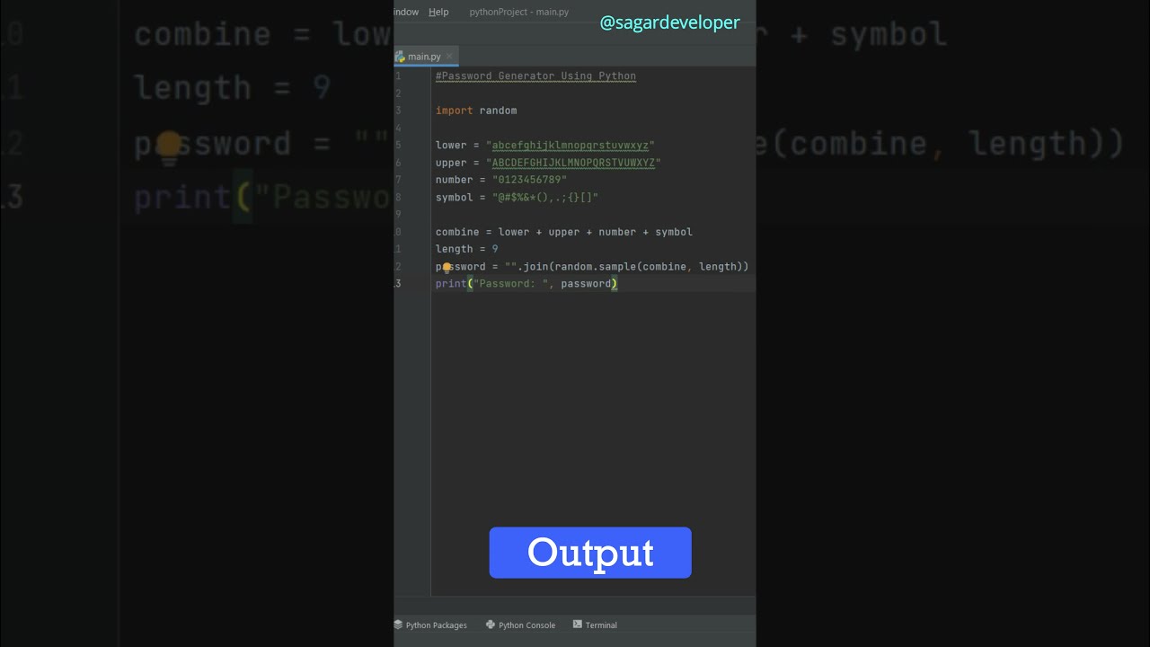 Password Generator Using Python #shorts