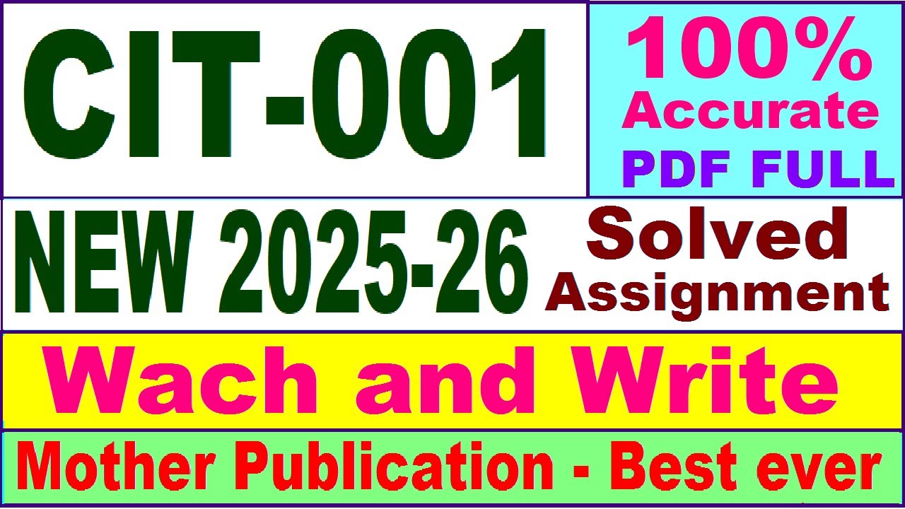 CIT 001 solved assignment 2025-26 in English || cit 001 solved assignment 2026 || ignou cit1