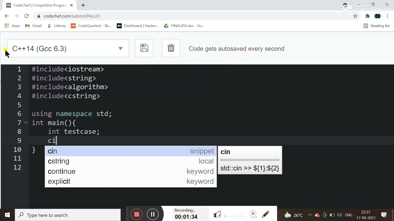 THE BLOCK GAME (PALL01) - CODECHEF SOLUTION IN C++ || C++ TUTORIAL FOR BEGINNER