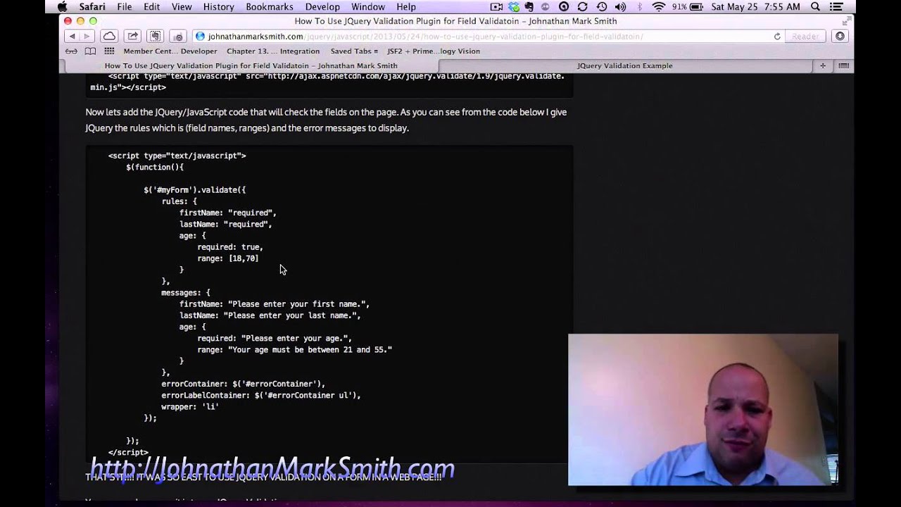 How To Use JQuery Validation Plugin for Field Validation by Johnathan Mark Smith