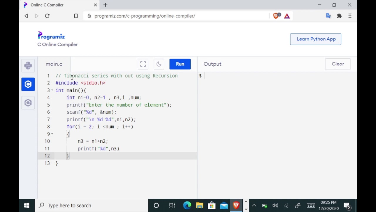 Fibonacci series (Sequence) without using Recursion in C programming || Fibonacci series || sequence