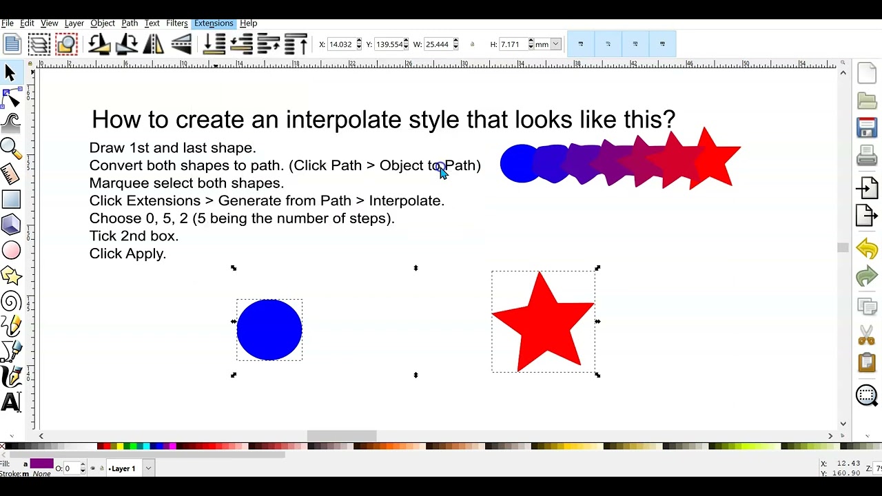 Interpolate Skill using Inkscape