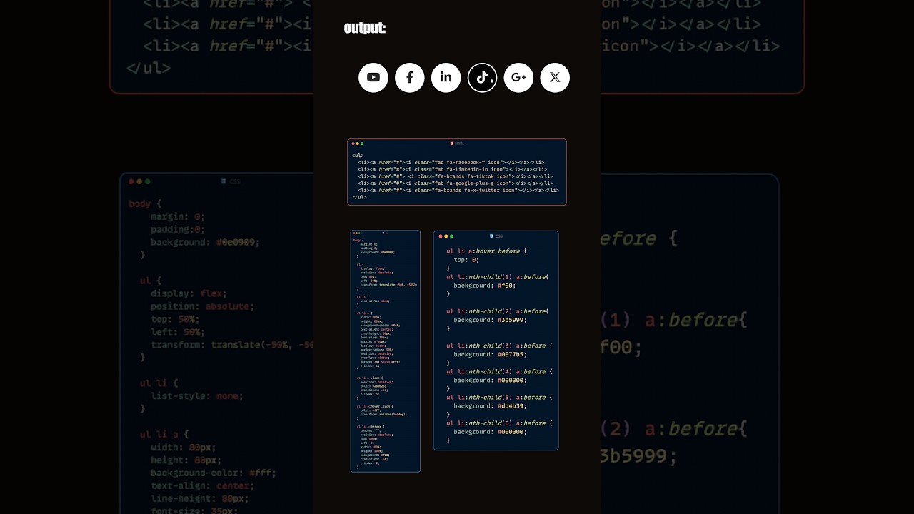 social media icons (HTML, CSS only) #programming #code #html #frontend #css