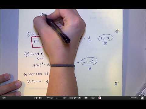 Converting to Vertex Form (Finding h and k)