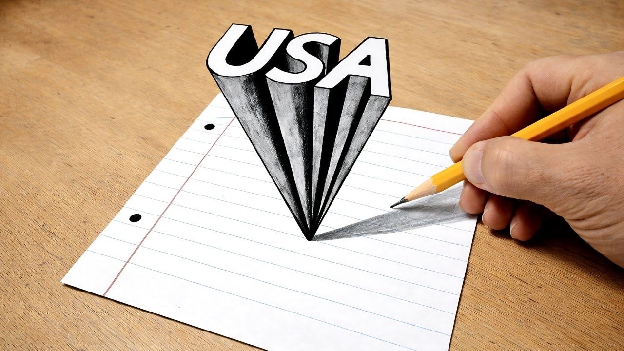This 3D USA Drawing Will Blow Your Mind 🤯 (Optical Illusion Art)