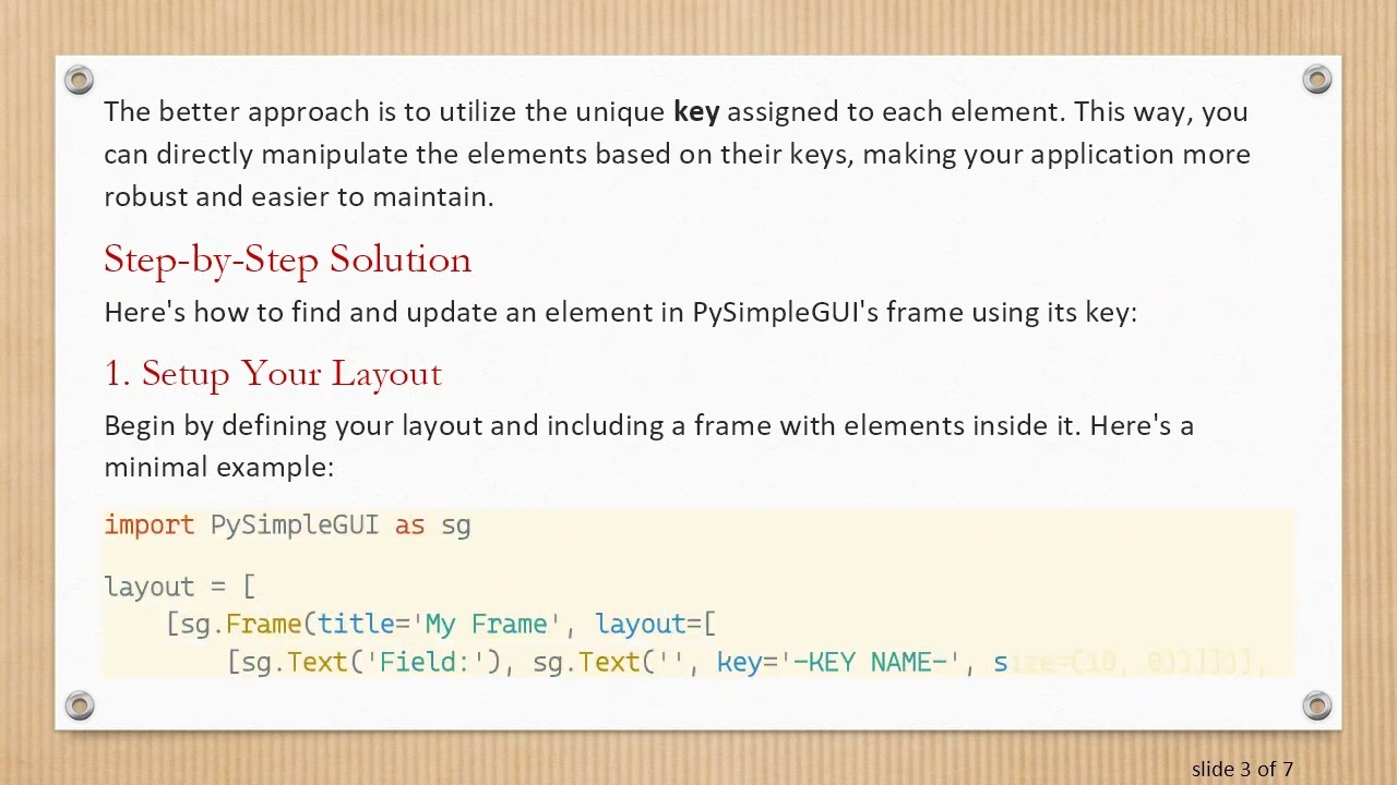 Finding an Element in PySimpleGUI's Frame by Key
