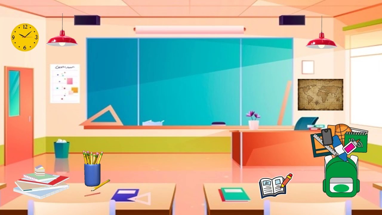 School Classroom - Free Cartoon Background Loop  - Virtual/Online Classroom [FREE USE]