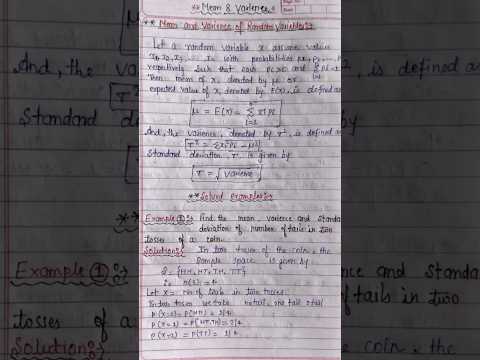 Mean and variance of a random variable