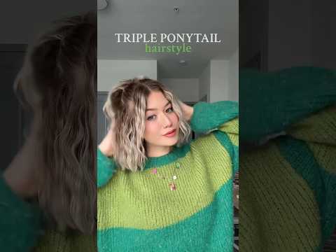 Triple Ponytail π#hair #hairstyle #shorthair #tutorial #hack #school