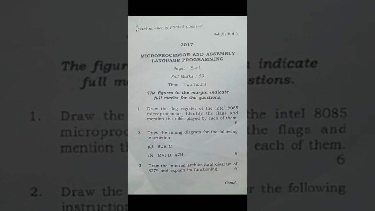 Microprocessor question paper for computer science ( 2017 ) || BCA Microprocessor question paper