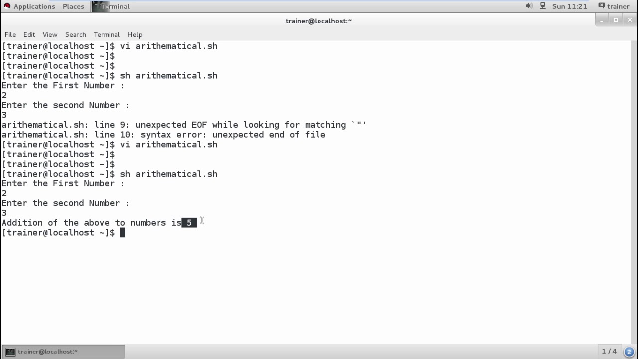 Linux - Arithmetic operators