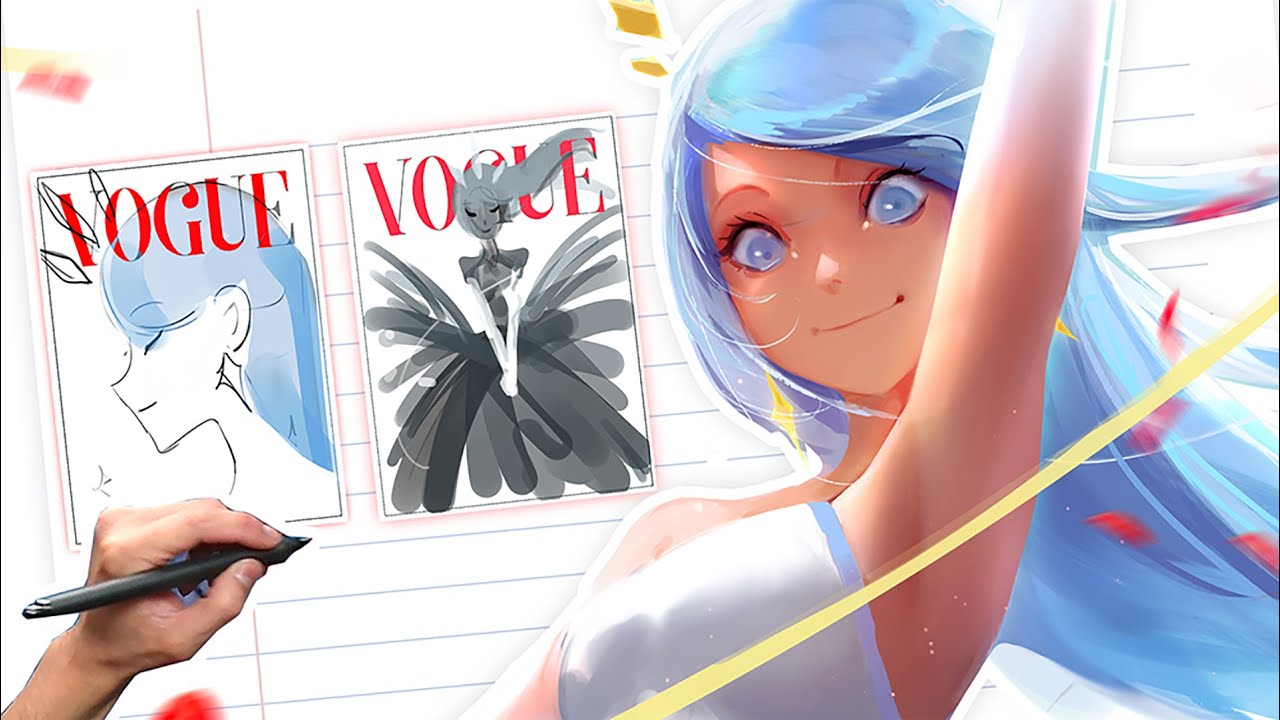 Drawing a VOGUE COVER for my Character!