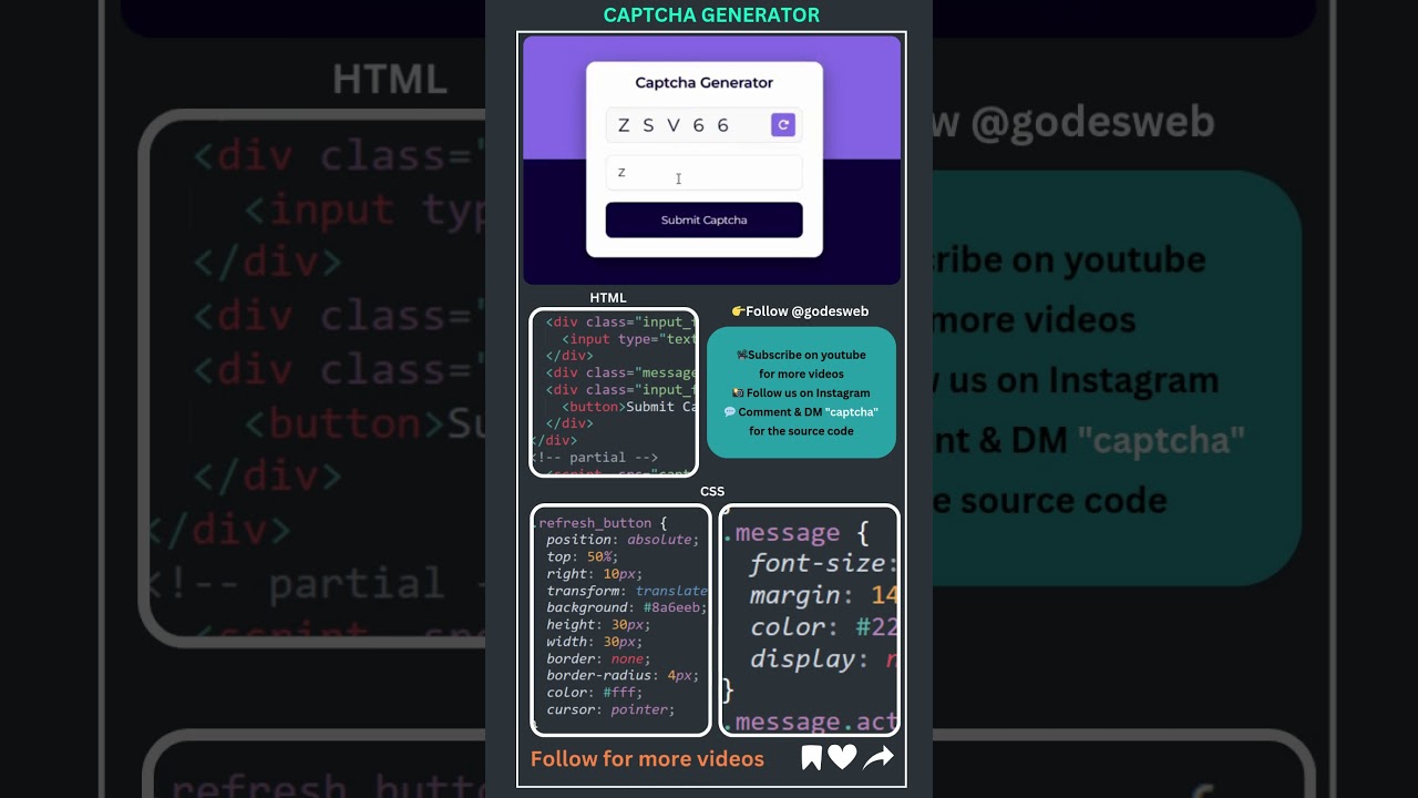 Build Captcha Generator with HTML CSS JavaScript 🚀