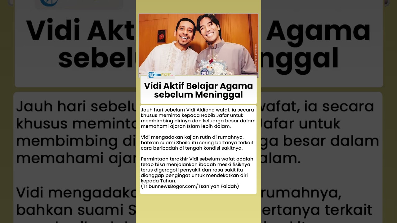 Vidi Aldiano Disebut Aktif Belajar Agama sebelum Wafat, Perbuatan Suami ...