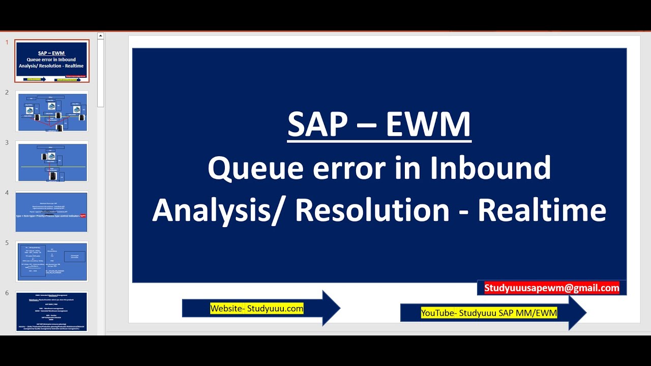 SAP EWM - Queue error in SMQ2 : Analysis /Resolution - Realtime