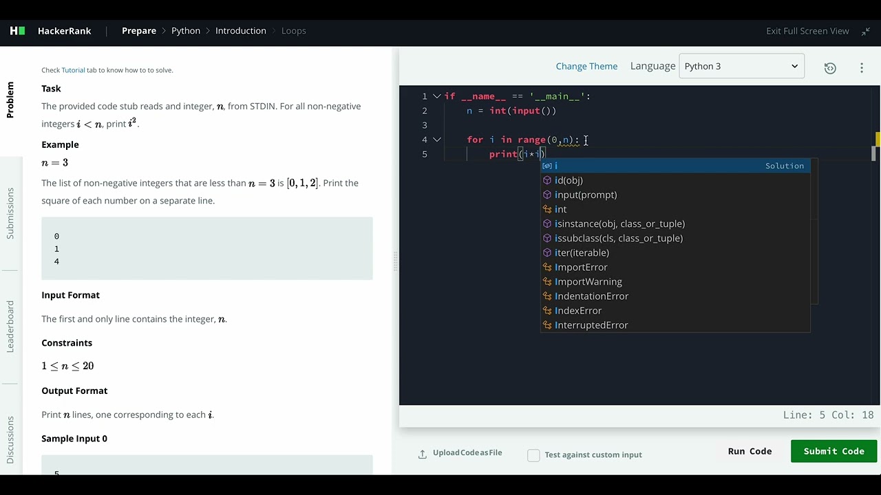 Hackerrank Python Solution #4 Introduction Python - Python: Loops