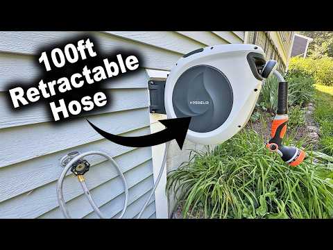 100ft Retractable Garden Hose Reel by KOSOEUR | How to Install