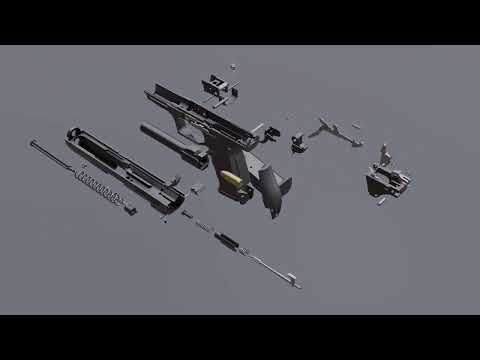 Walther P99 (Detailed) / Blender 3D model / gun assembly