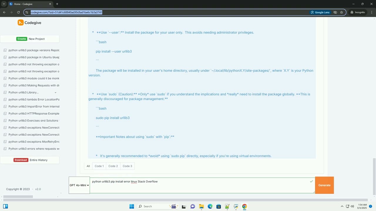 python urllib3 pip install error linux Stack Overflow
